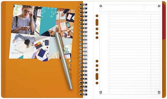 Notitieboek Oxford Activebook A5 lijn spiraal 4-gaats 80 vel omslag oranje