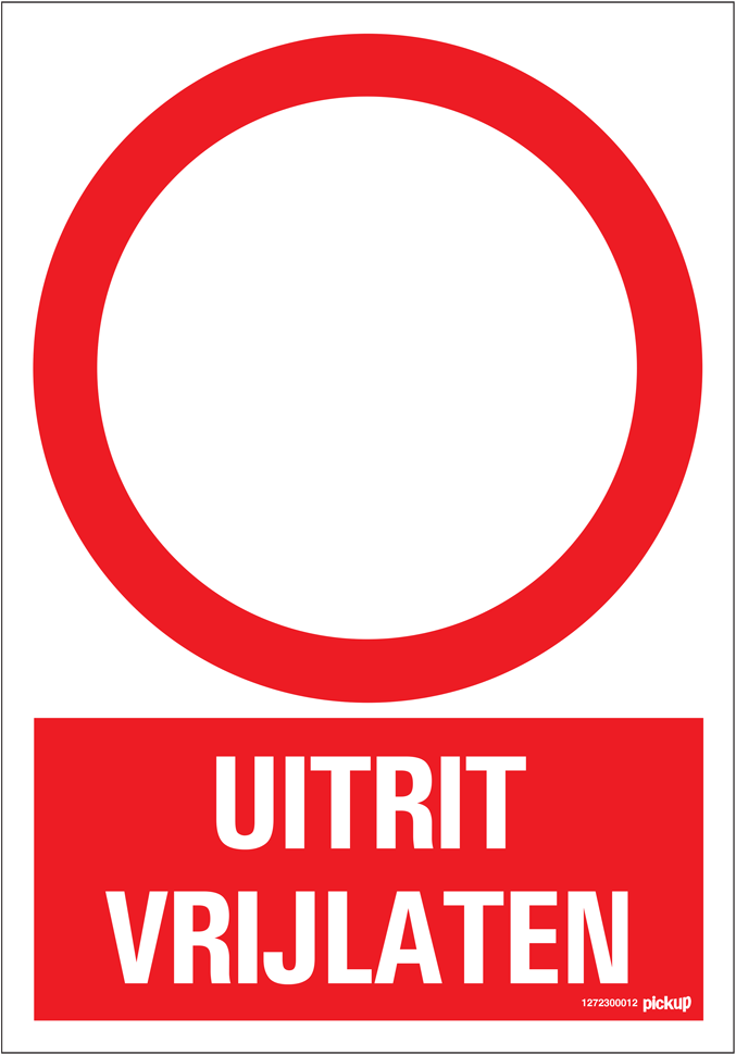 Bordje/pictogram Pickup 23x33cm 'Uitrit vrijlaten'