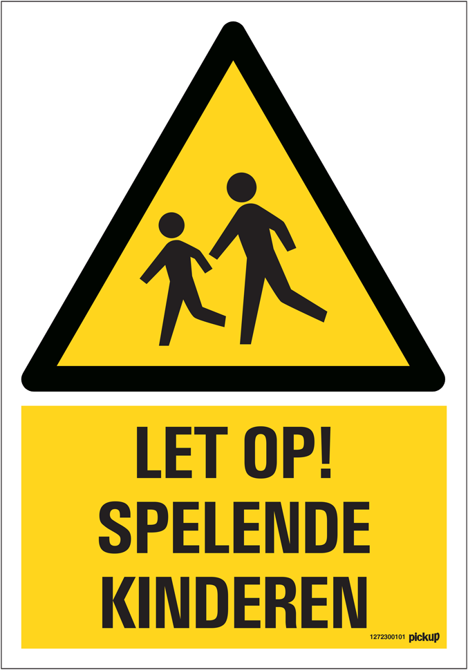 Bordje/pictogram 23x33cm Let op! Spelende kinderen