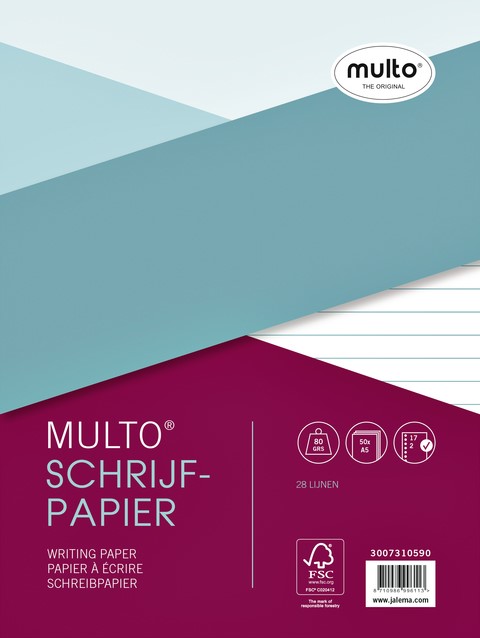 Ringbandpapier Multo A5 17-rings 50 vel 80 grams lijn