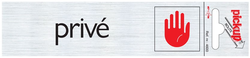 Deurbordje Pickup 165x44mm tekst en pictogram prive