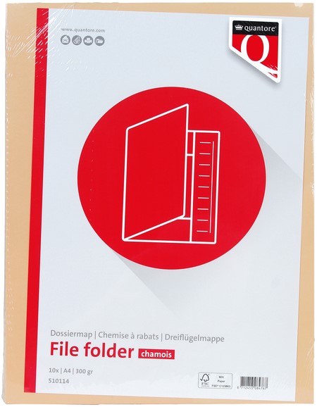 Dossiermap 3-kleps Quantore A4 chamois | afname per 10 stuks