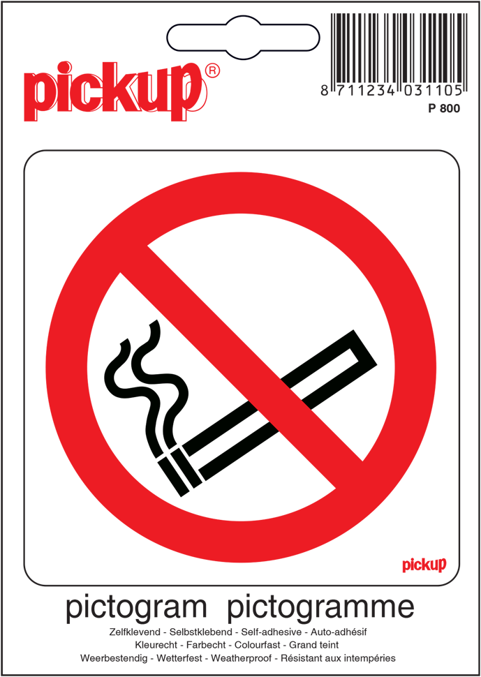 Pictogram sticker Pickup 10x10cm 'Verboden te roken'