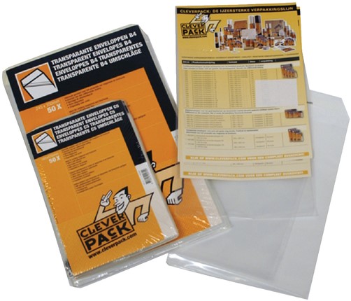 Akte envelop CleverPack A4 220x300mm zelfklevend transparant 50 stuks
