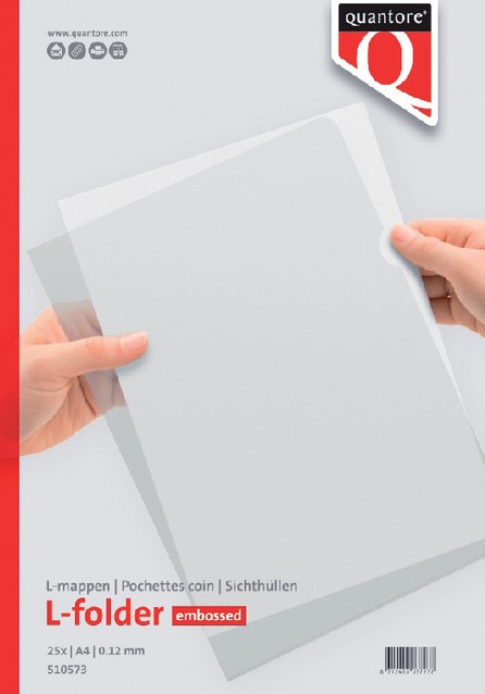 Zichtmap L-model Quantore A4 dikte 0,12mm generfd transparant 25 stuks