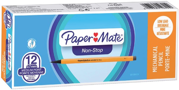 Potlood Paper Mate non stop HB met clip en gum