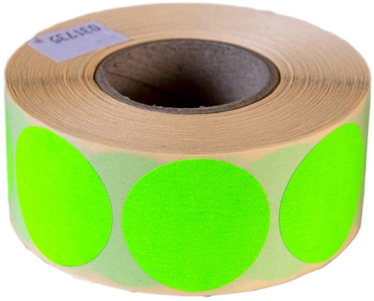 Etiket Ø25mm fluor groen permanent rol 1.000 stuks