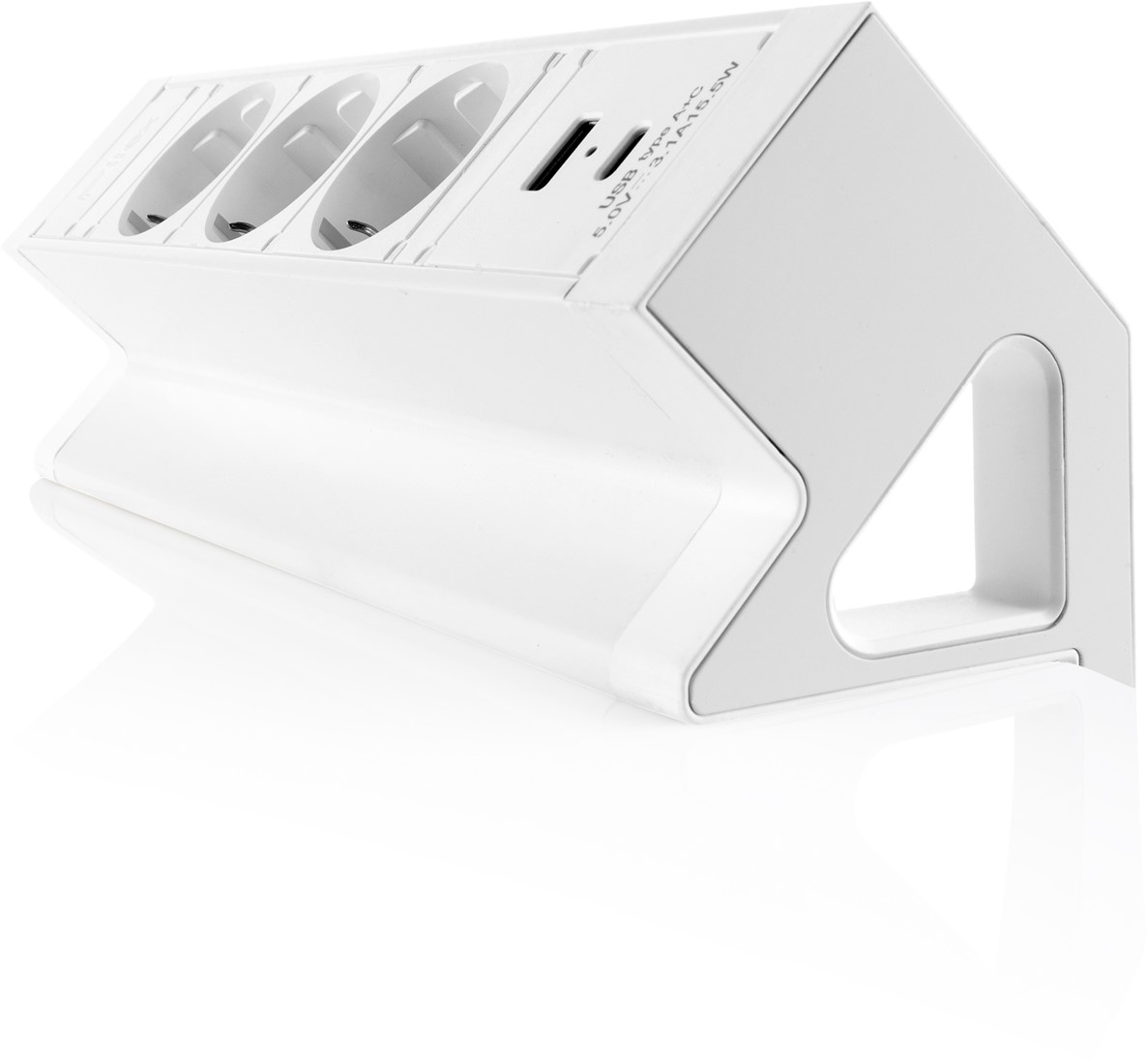 Opbouwmodule powerdesk UP2.0 WIT, 3x stroom, USB A+C en aansluitkabel ...