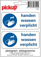 Pictogram sticker 2x 5x10cm handen wassen verplicht