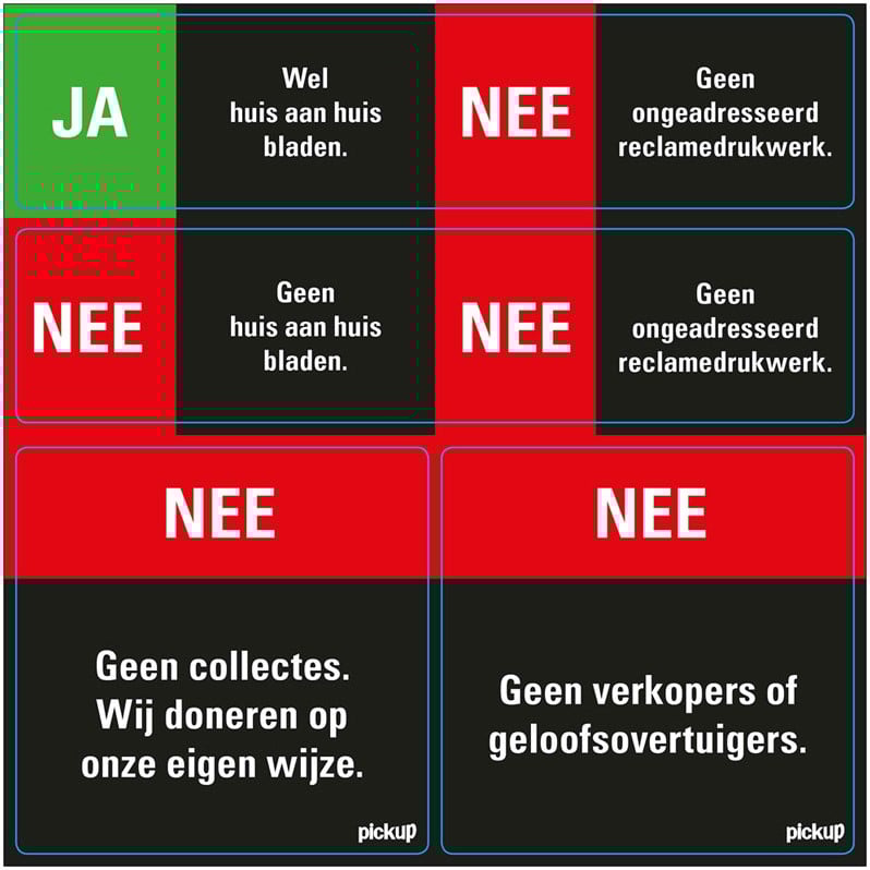 Pictogram sticker Pickup 15x15cm 'JA/NEE' 4 op 1 vel
